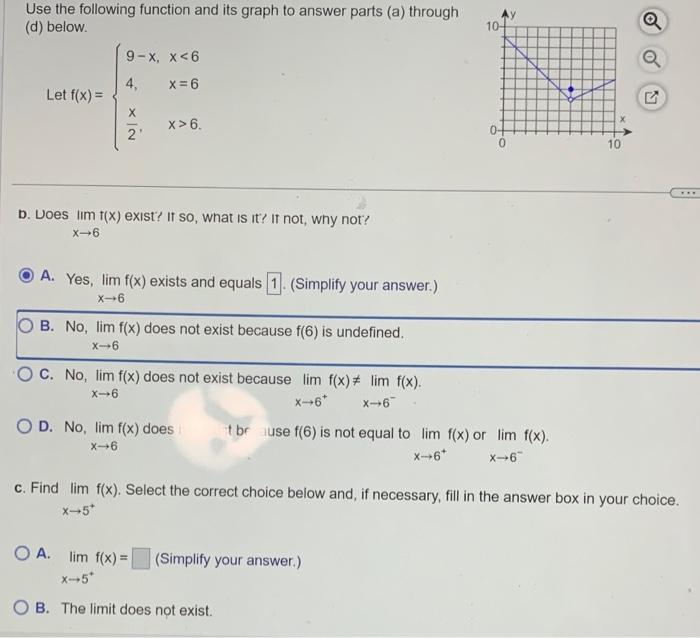 Solved Use the following function and its graph to answer | Chegg.com