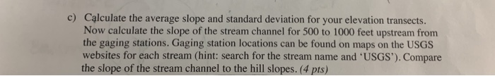 c) Calculate the average slope and standard deviation | Chegg.com