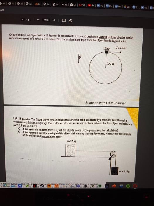 Solved Q4 (10 points): An object with a 10 kg mass is | Chegg.com