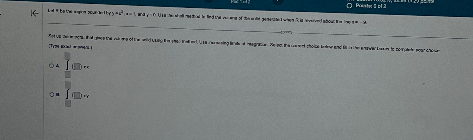 Solved 1 ﻿of 2Points: 0 ﻿of 2Let R ﻿be the region bounded by | Chegg.com