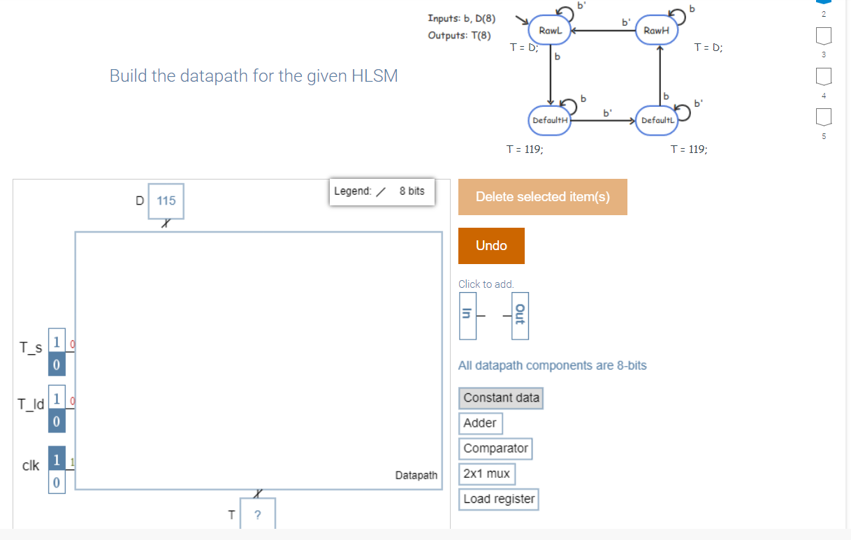Inputs: b,D(8)Outputs: T(8)Build the datapath for the | Chegg.com