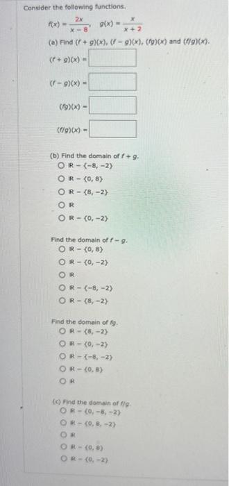 Solved Consider the following functions. | Chegg.com