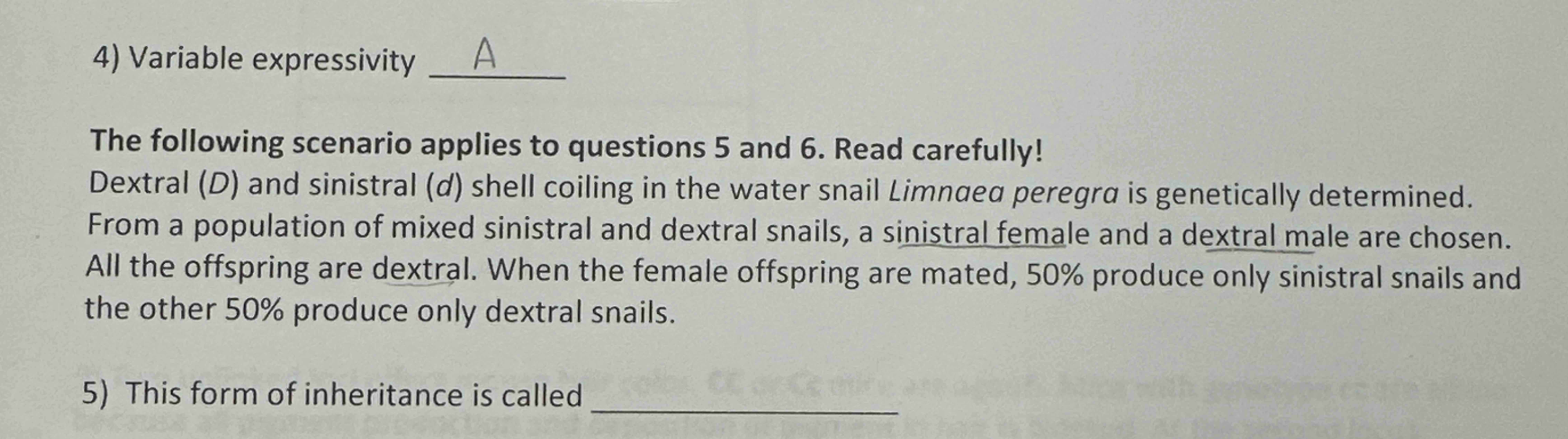 Solved 4) ﻿Variable expressivity AThe following scenario | Chegg.com