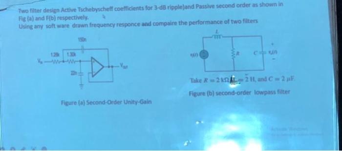 Two filter design Active Tschebyscheff coefficients | Chegg.com