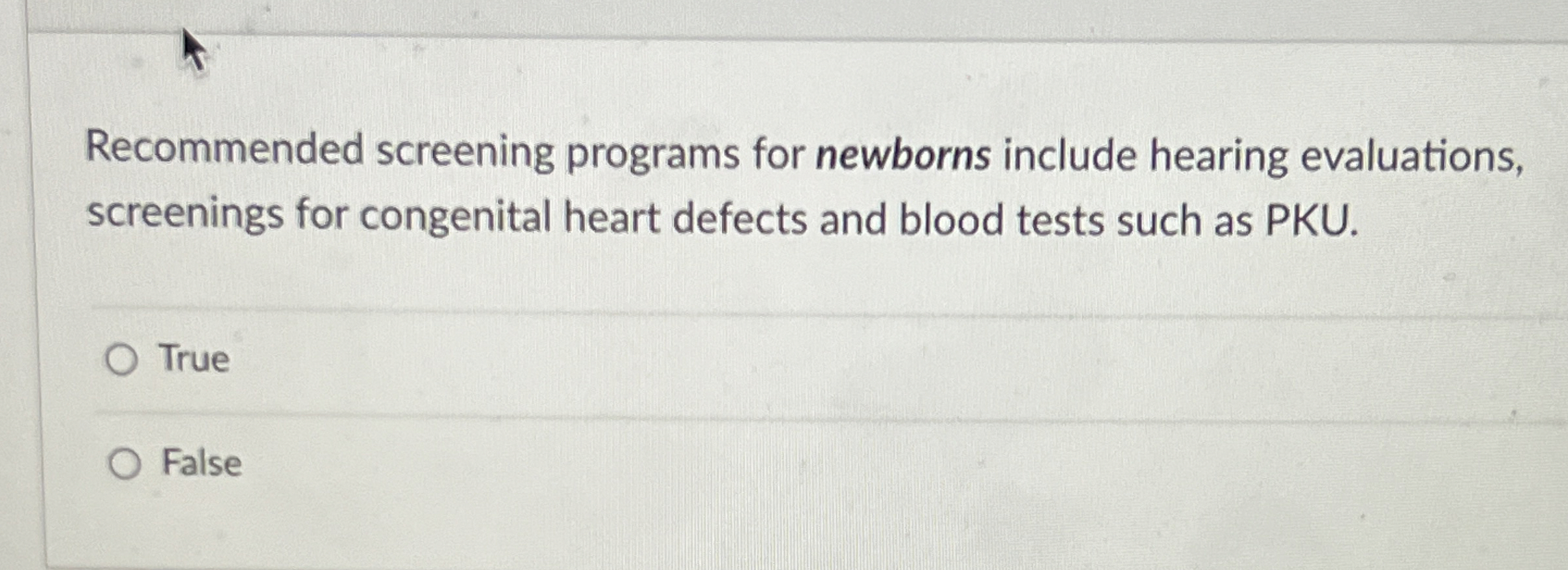 Solved Recommended screening programs for newborns include | Chegg.com