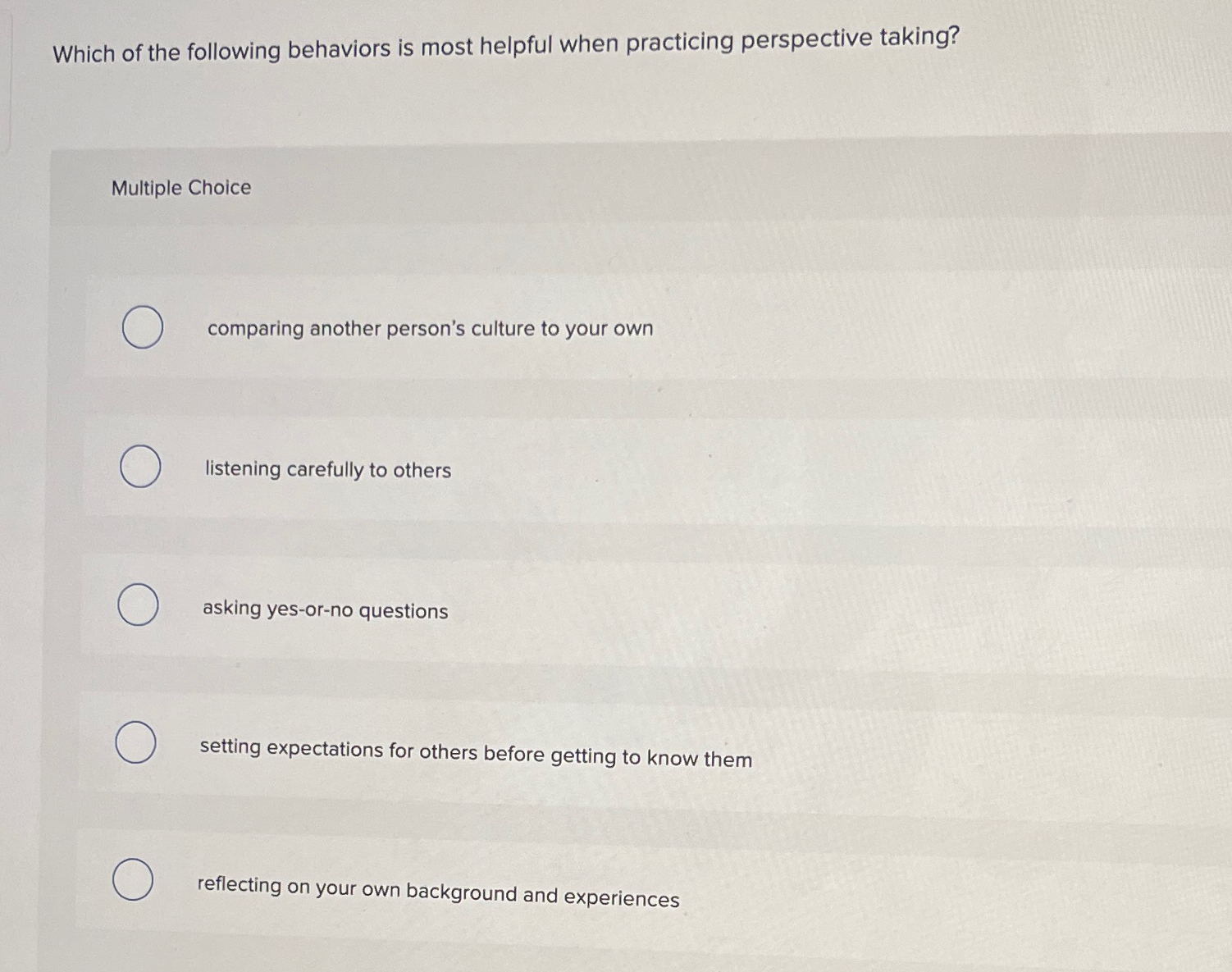 Solved Which of the following behaviors is most helpful when | Chegg.com