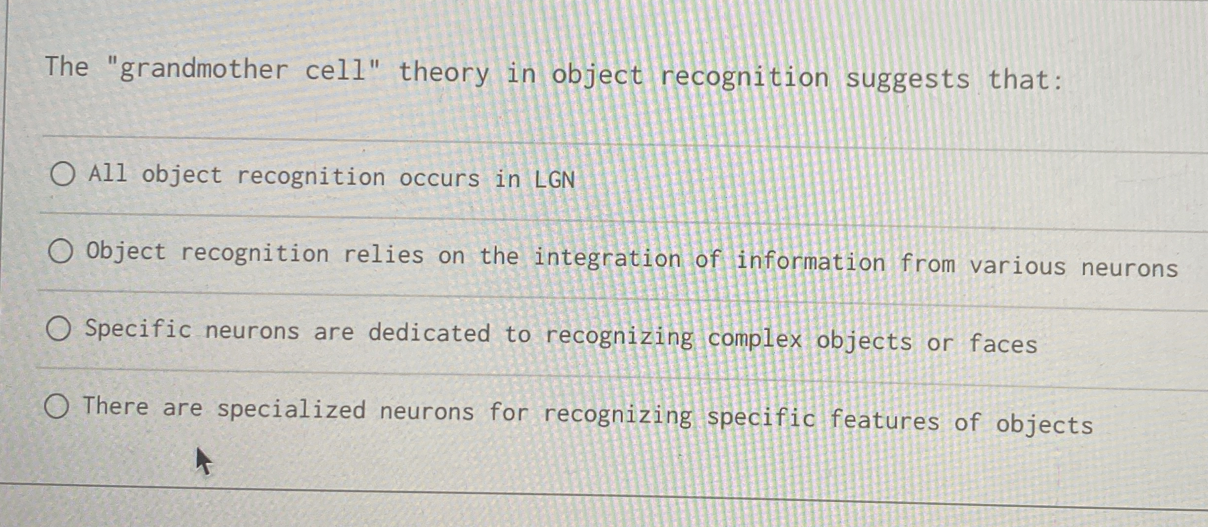 Solved The "grandmother cell" theory in object recognition | Chegg.com