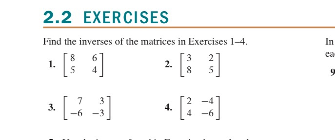 Solved 2.2 EXERCISES In Find the inverses of the matrices in | Chegg.com