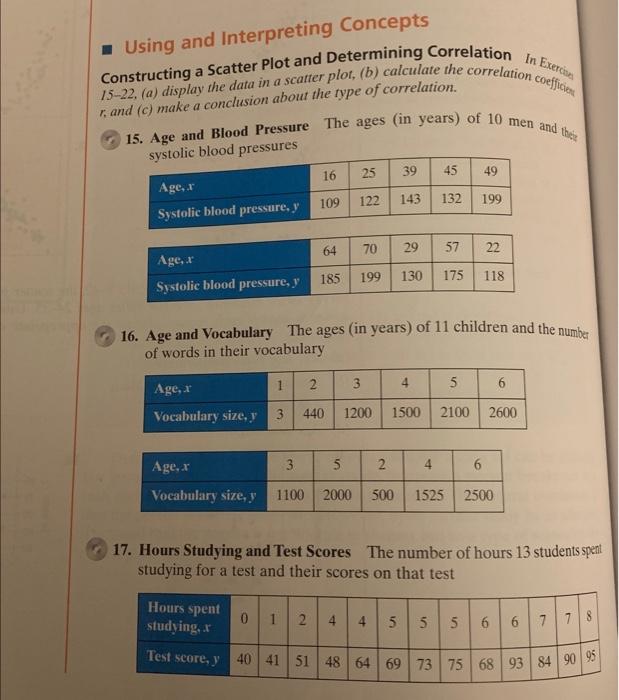 Solved - Using and Interpreting Concepts Constructing a | Chegg.com
