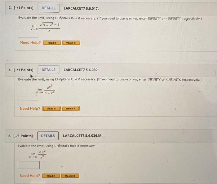 Solved Evaluate the limit, using L'Hôpital's Rule if | Chegg.com
