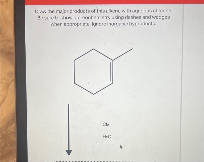 Solved Draw the major products of this alkene with aqueous | Chegg.com