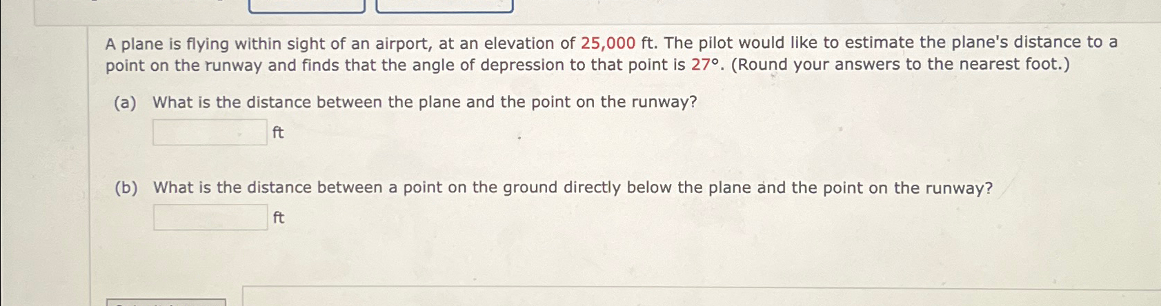 Solved A plane is flying within sight of an airport, at an | Chegg.com