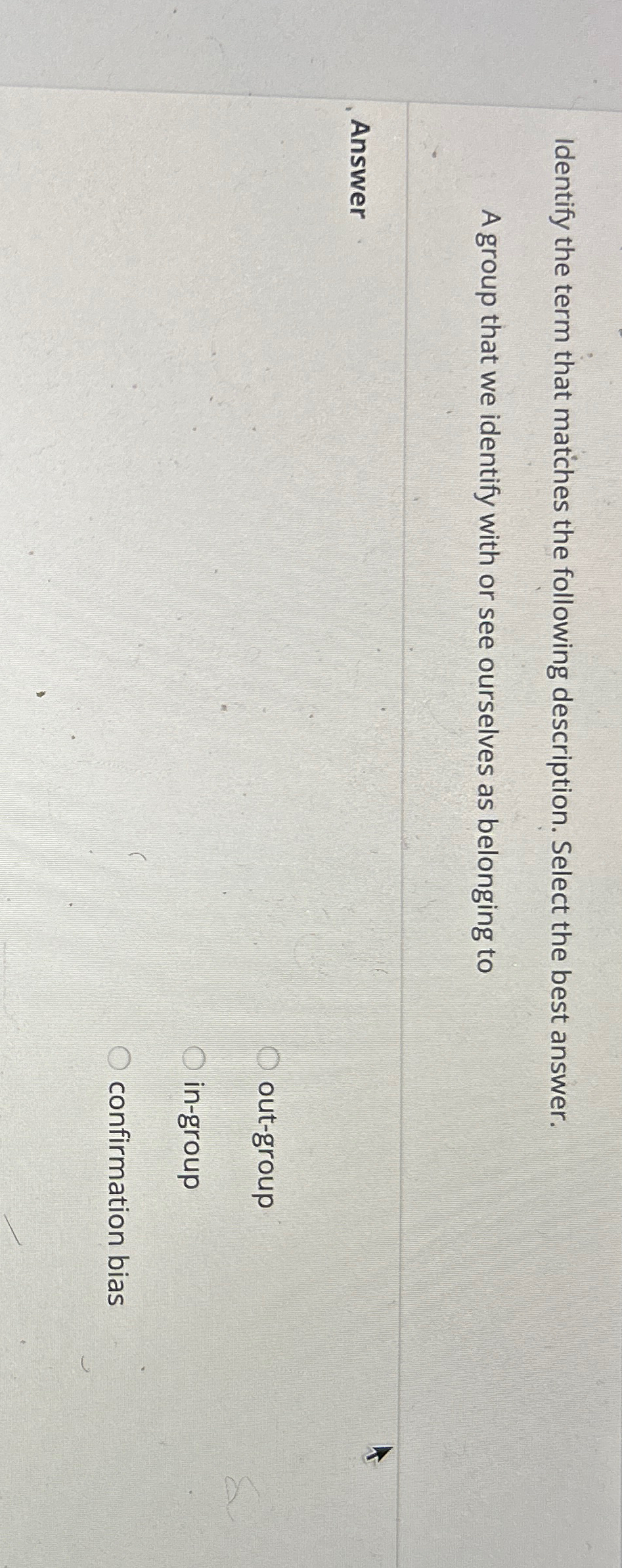 Solved Identify the term that matches the following | Chegg.com