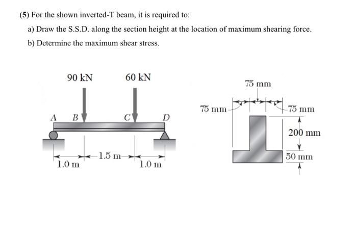 Solved (5) For the shown inverted-T beam, it is required to: | Chegg.com