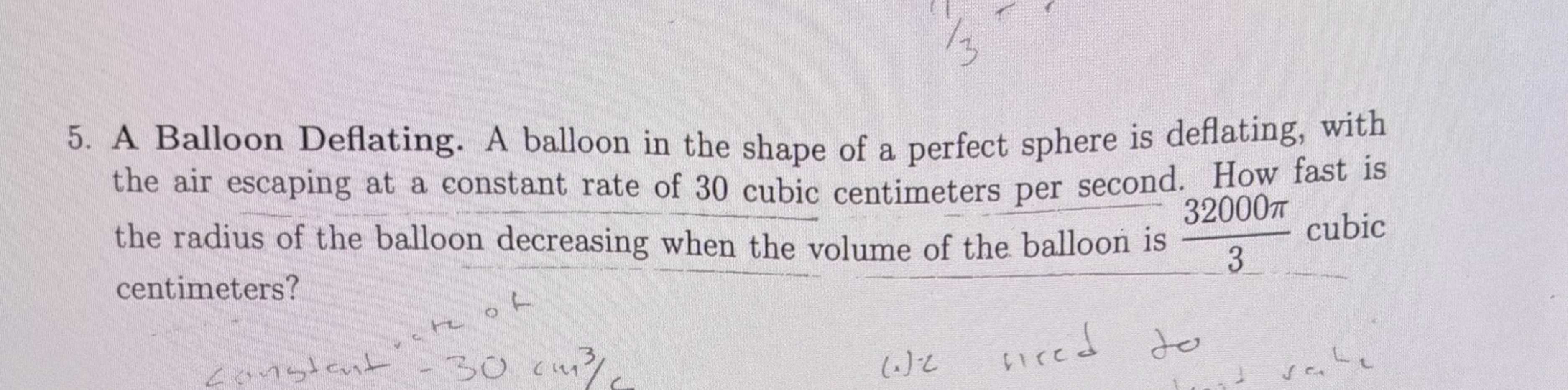 Solved A Balloon Deflating. A balloon in the shape of a | Chegg.com