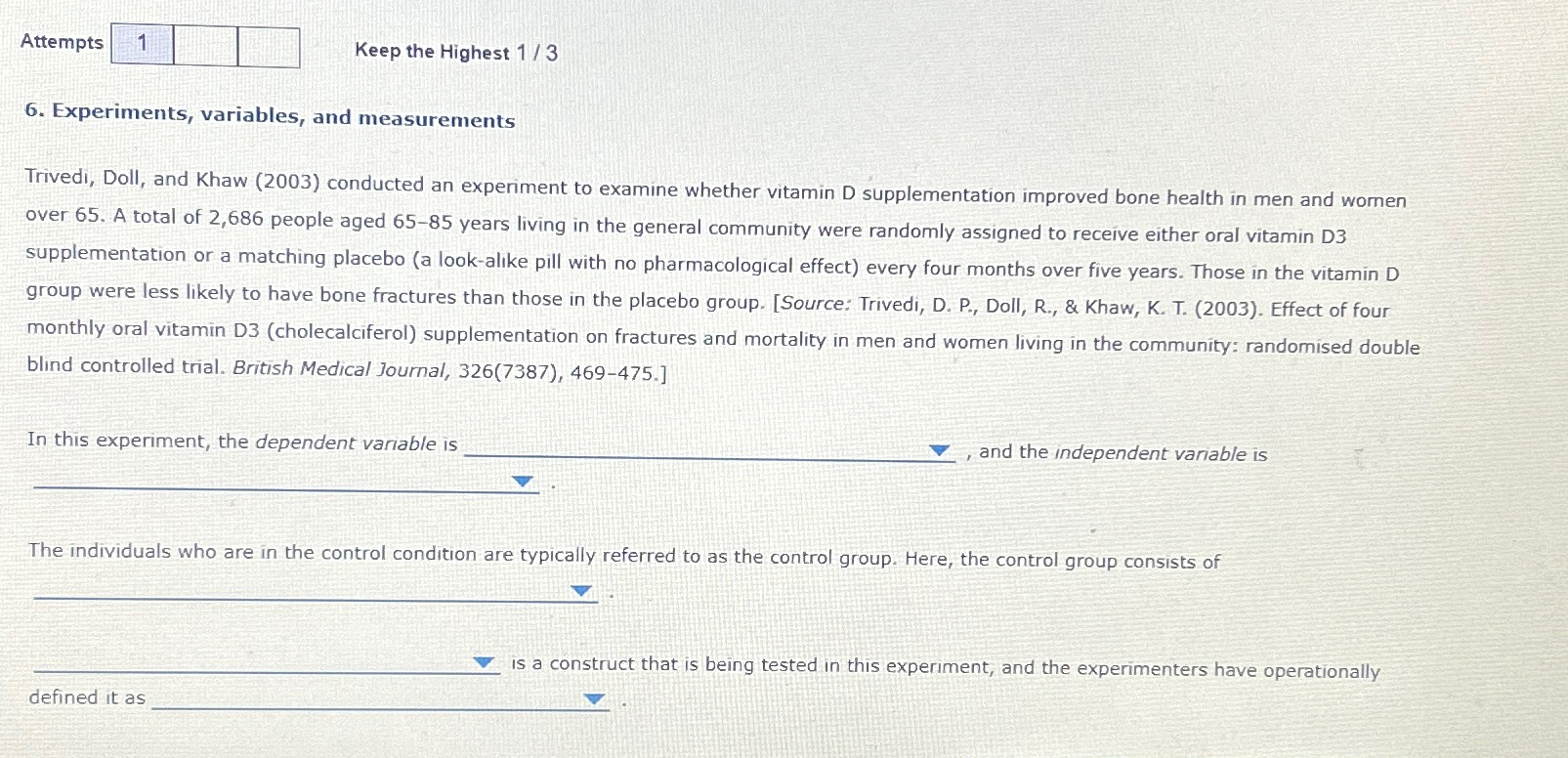 Solved Attempts1Keep the Highest 136. ﻿Experiments, | Chegg.com