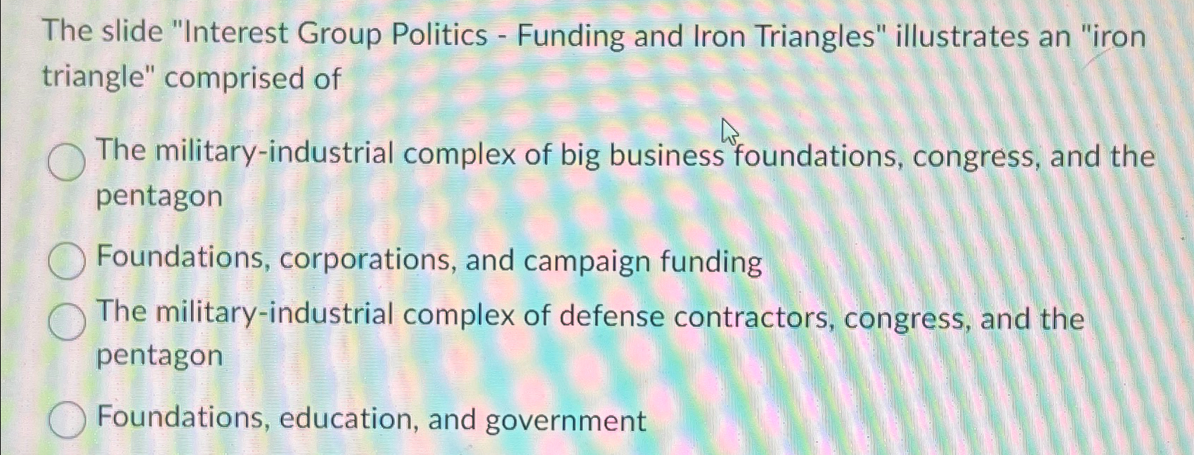 Solved The slide "Interest Group Politics - ﻿Funding and | Chegg.com