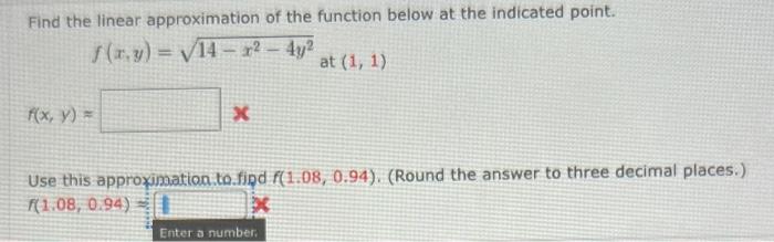 Solved Find the linear approximation of the function below | Chegg.com