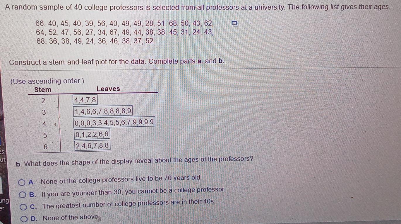 Solved A random sample of 40 college professors is selected | Chegg.com