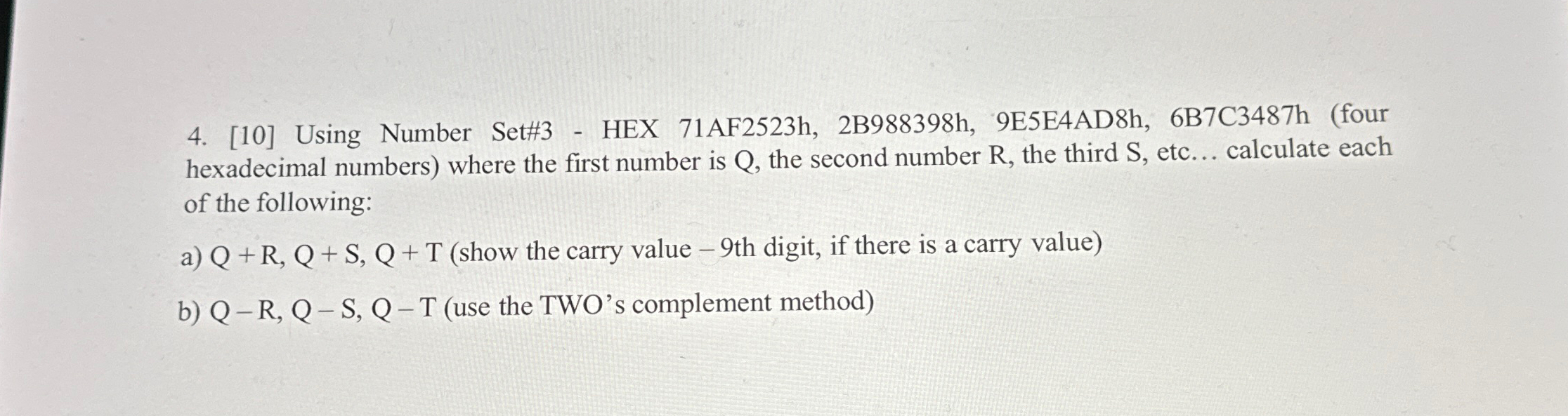 [10] ﻿Using Number Set#3 - ﻿HEX | Chegg.com