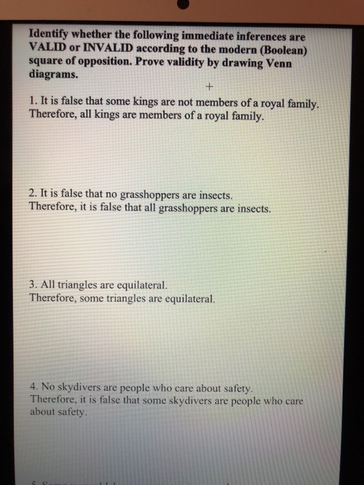 Solved Identify whether the following immediate inferences | Chegg.com