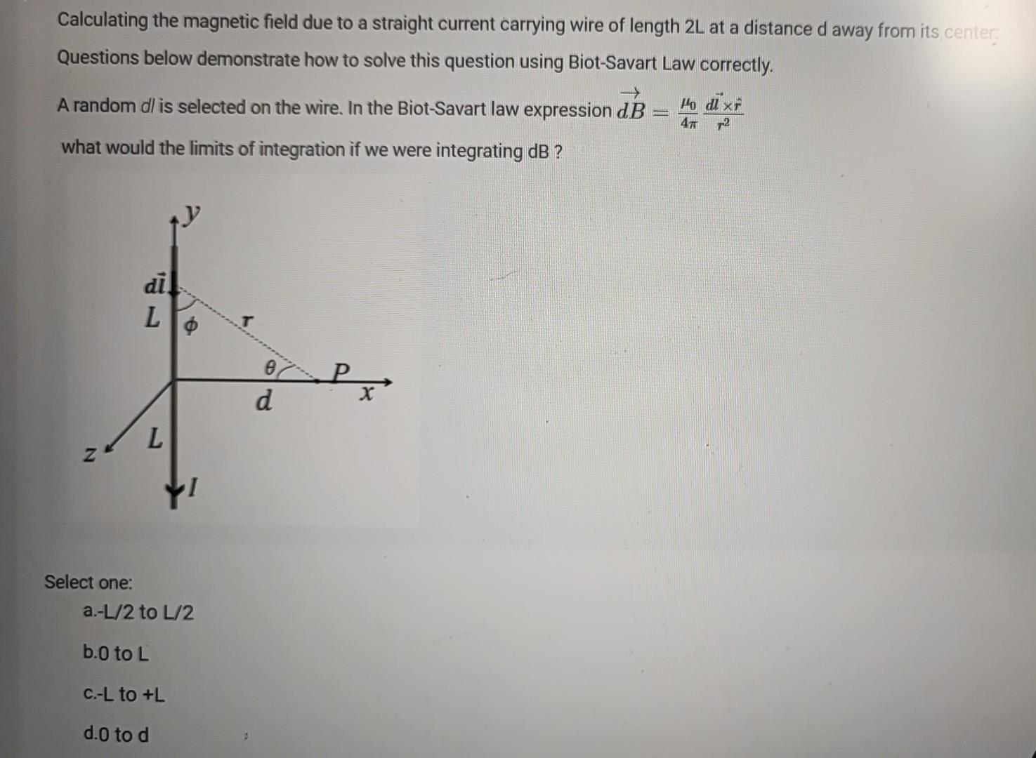 Solved Calculating the magnetic field due to a straight | Chegg.com