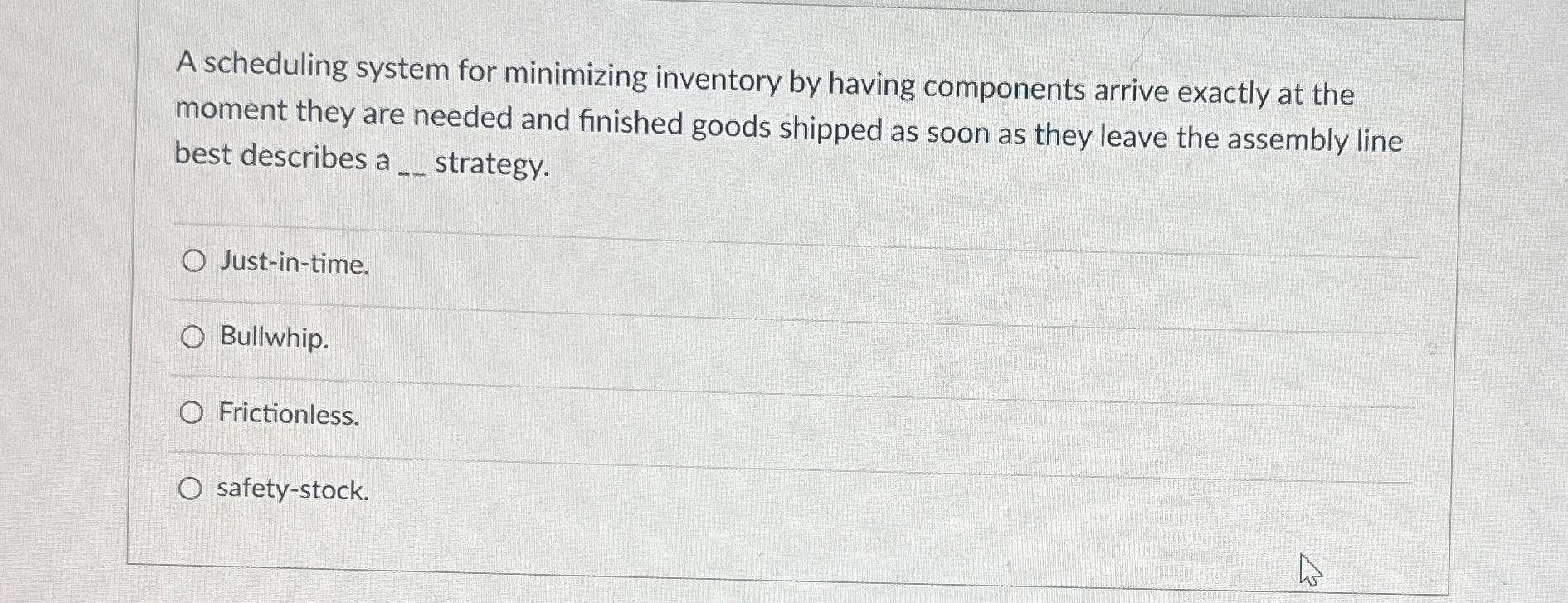 Solved A scheduling system for minimizing inventory by | Chegg.com