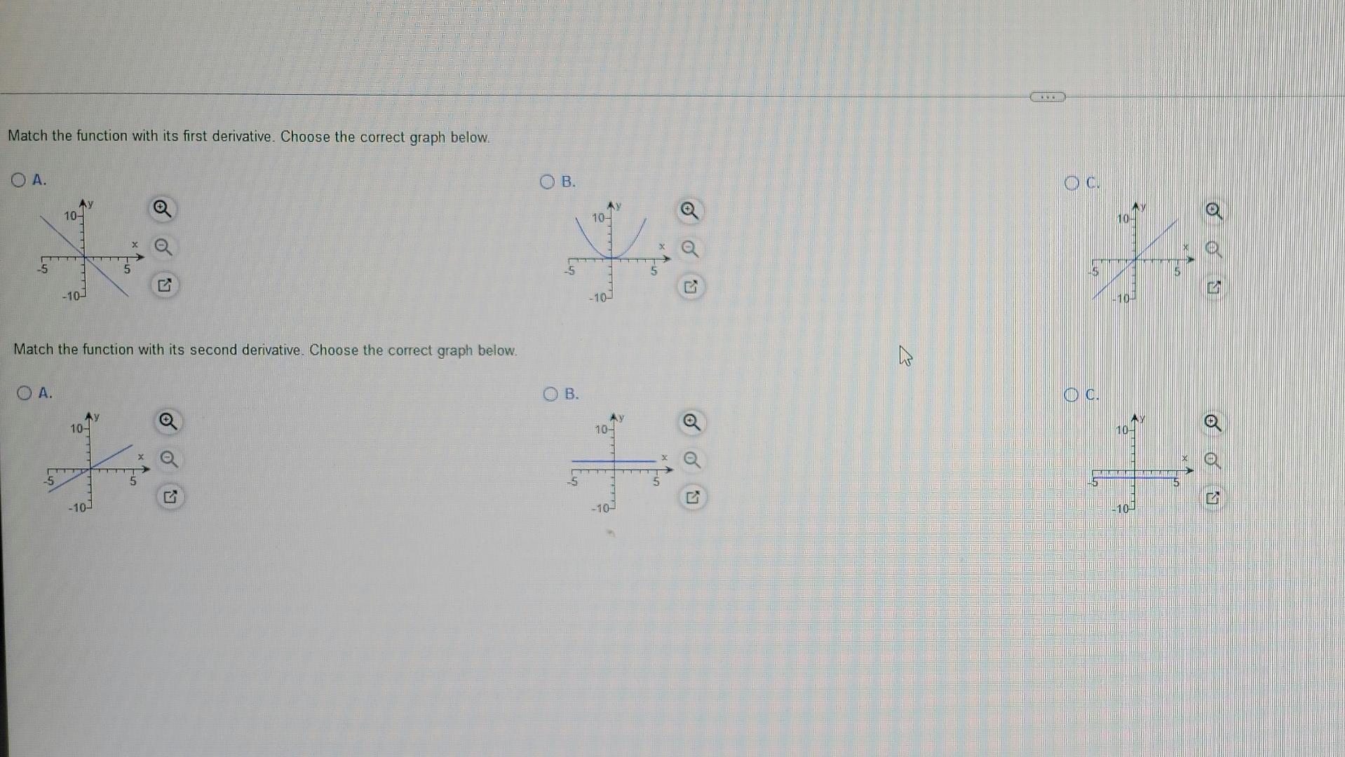 Solved Match the function with its first derivative. Choose | Chegg.com