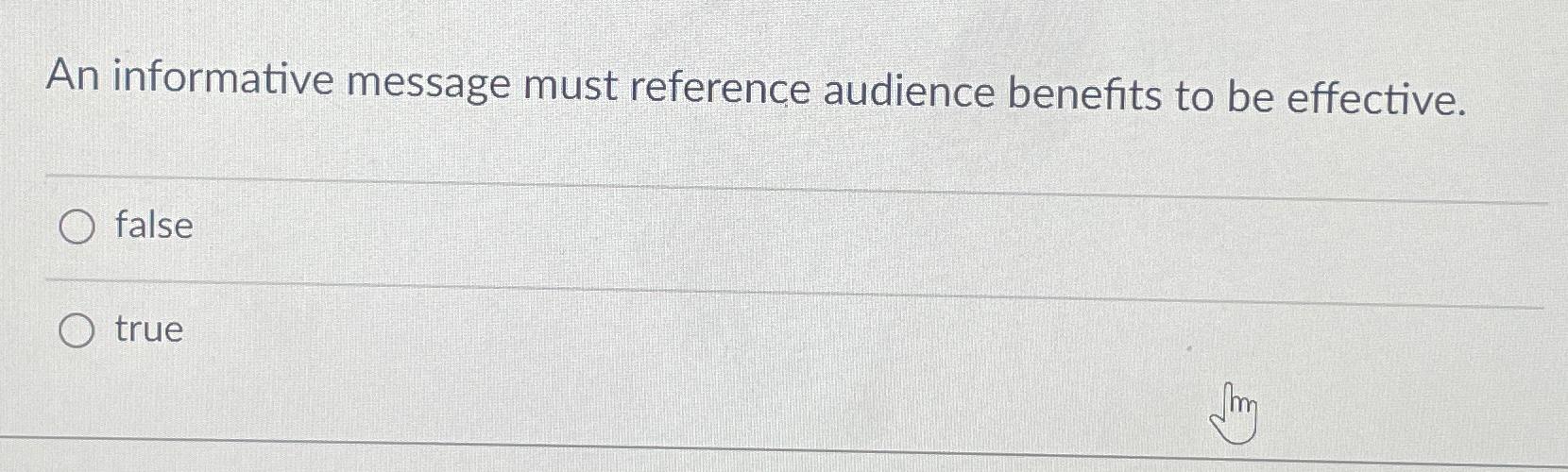 Solved An informative message must reference audience | Chegg.com