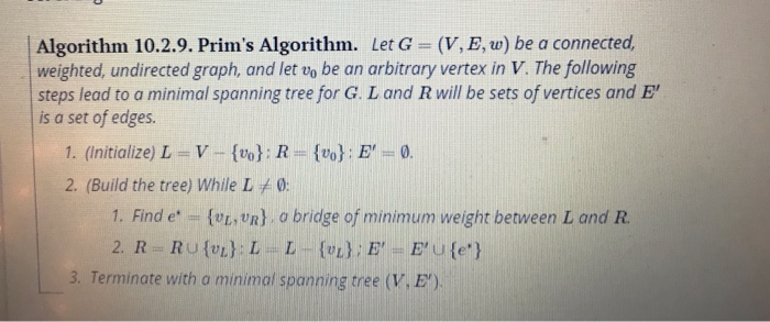 Solved 3. Using Primm's algorithm, find a minimal spanning | Chegg.com