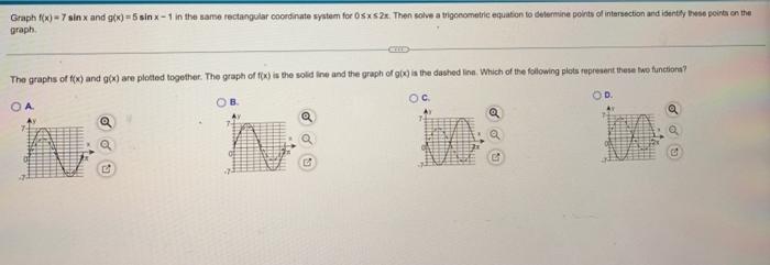 Solved Graph f(x)=7sinx and g(x)=5sinx−1 in the sarse | Chegg.com
