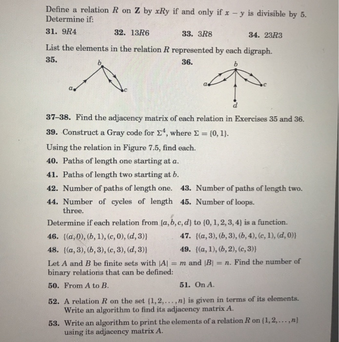 Solved Define A Relation R On Z By Xry If And Only If X Y