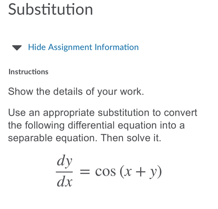 Solved Substitution → Hide Assignment Information | Chegg.com