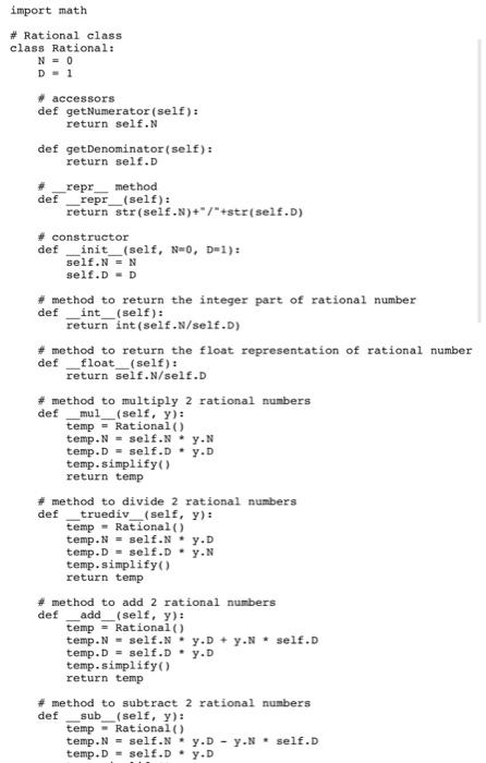 Solved Rewrite the Rational class using a new internal | Chegg.com