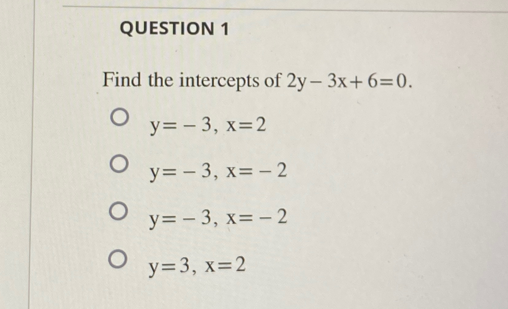 Solved QUESTION 1Find the intercepts of | Chegg.com