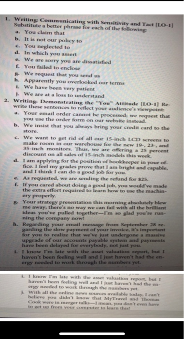 1. Writing Communicating with Sensitivity and Tact | Chegg.com