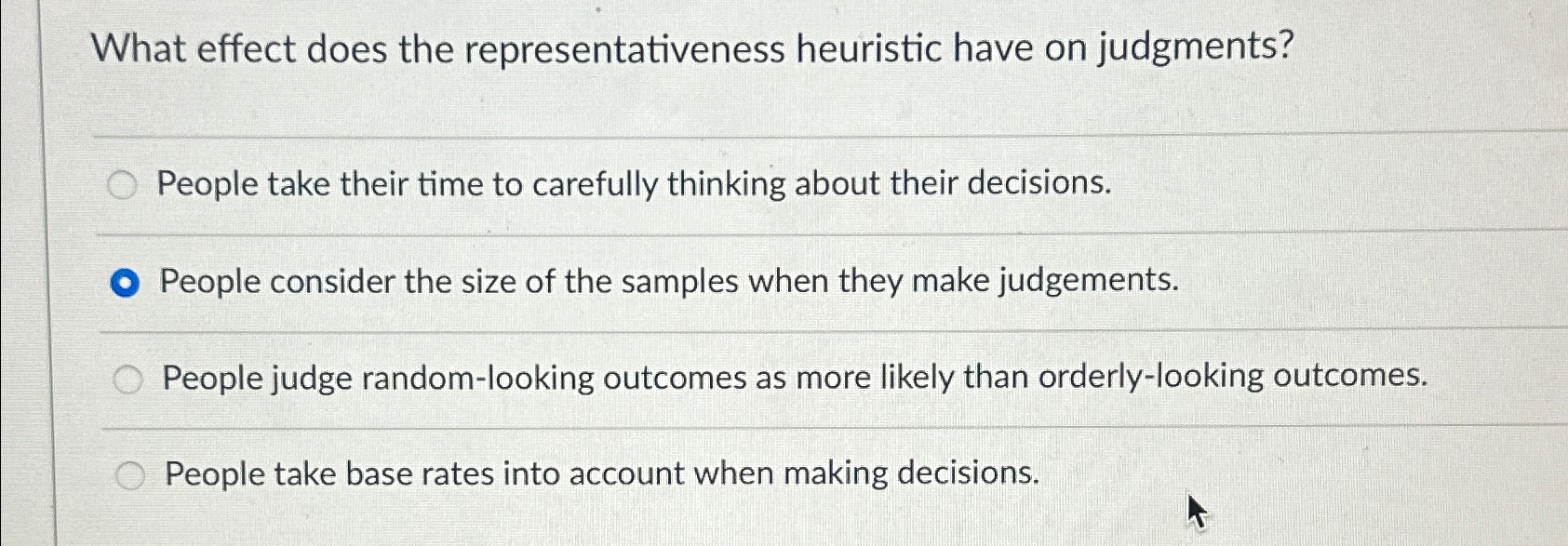 Solved What effect does the representativeness heuristic | Chegg.com