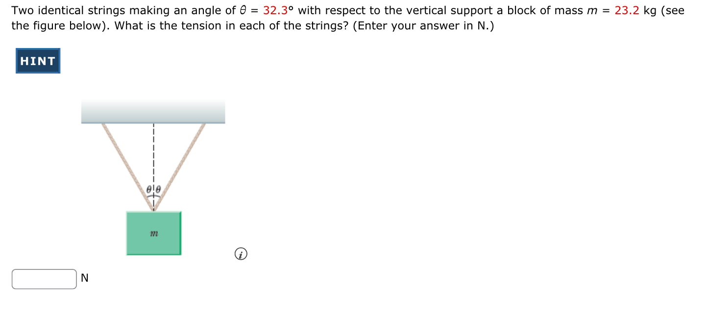 Solved Two identical strings making an angle of θ=32.3° | Chegg.com