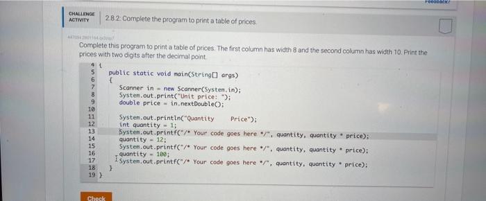 Solved Complete this program to print a table of prices. The | Chegg.com
