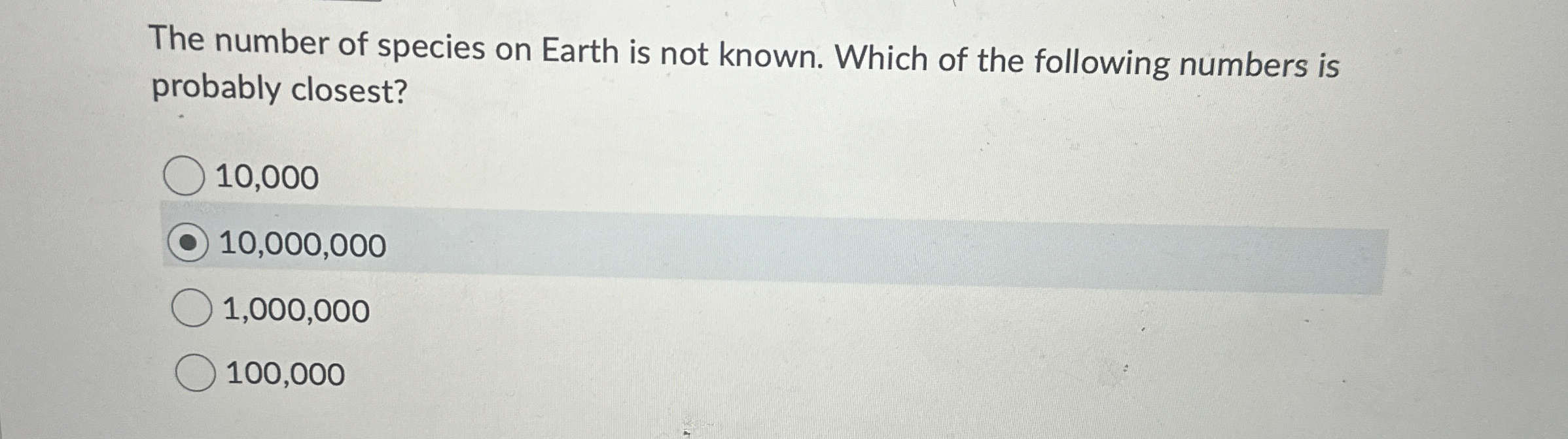 Solved The number of species on Earth is not known. Which of | Chegg.com