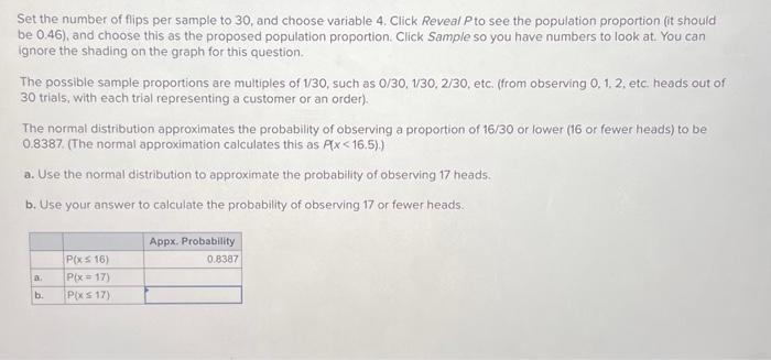 Solved Set the number of flips per sample to 30 , and choose | Chegg.com