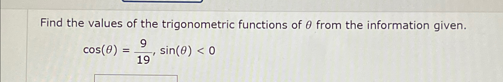 Solved Find the values of the trigonometric functions of θ | Chegg.com