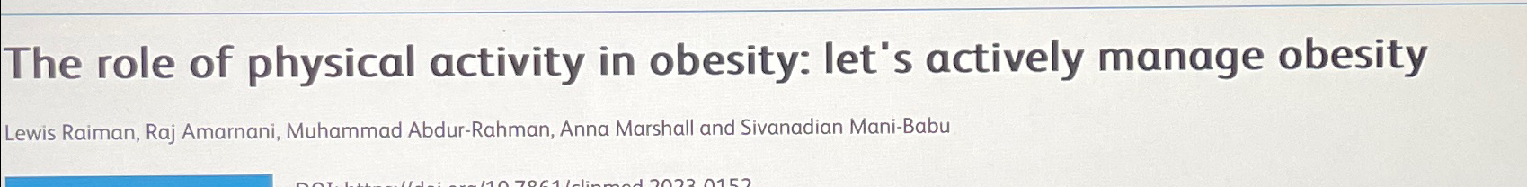 Solved The role of physical activity in obesity: let's | Chegg.com
