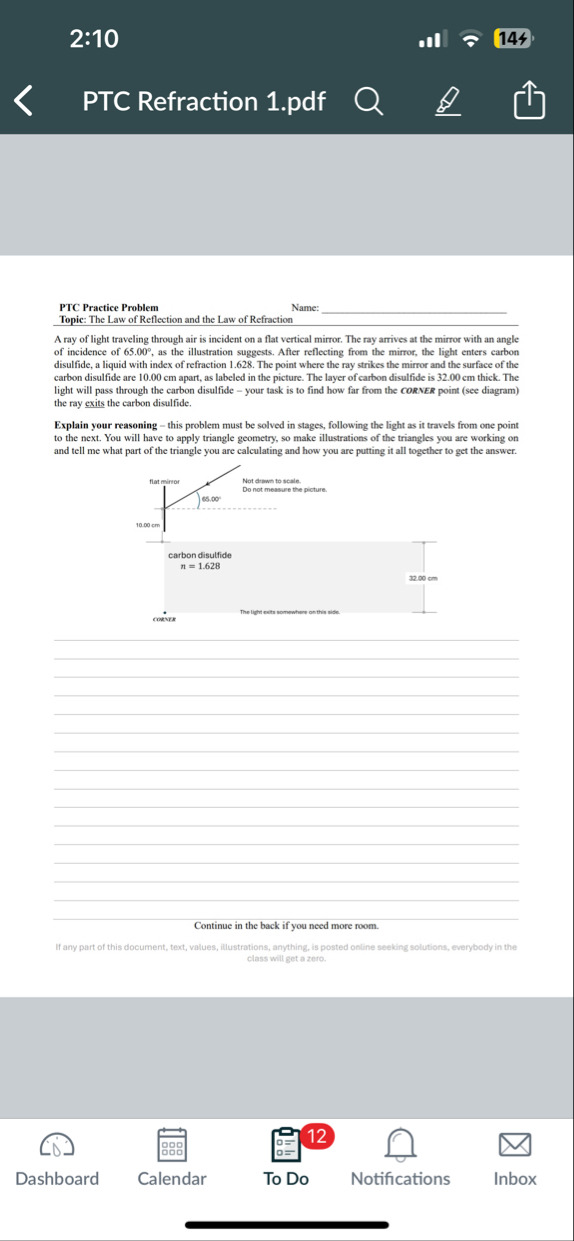 Solved 2:10144PTC Refraction 1.pdfPTC Practice | Chegg.com