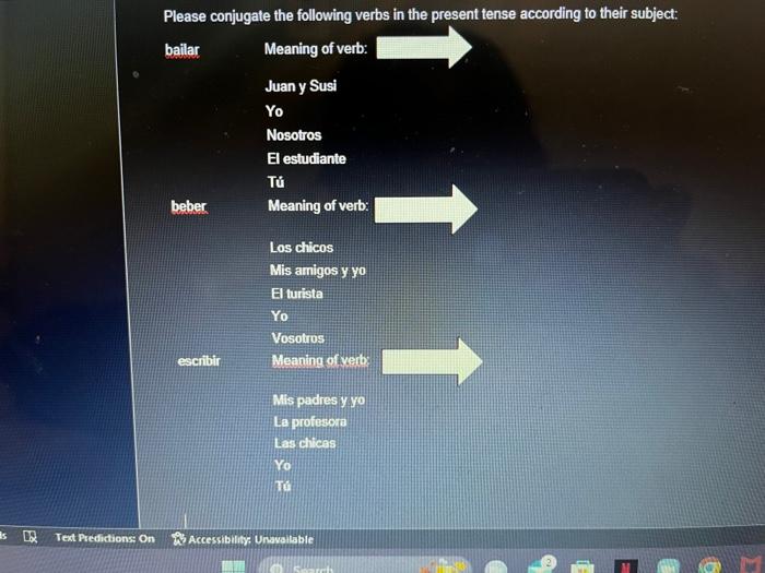 Please conjugate the following verbs in the present | Chegg.com