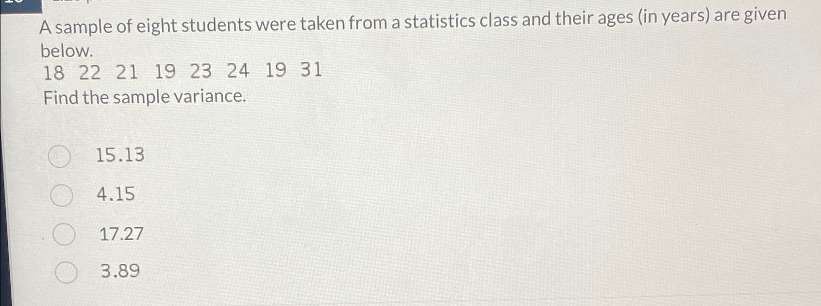 Solved A sample of eight students were taken from a | Chegg.com