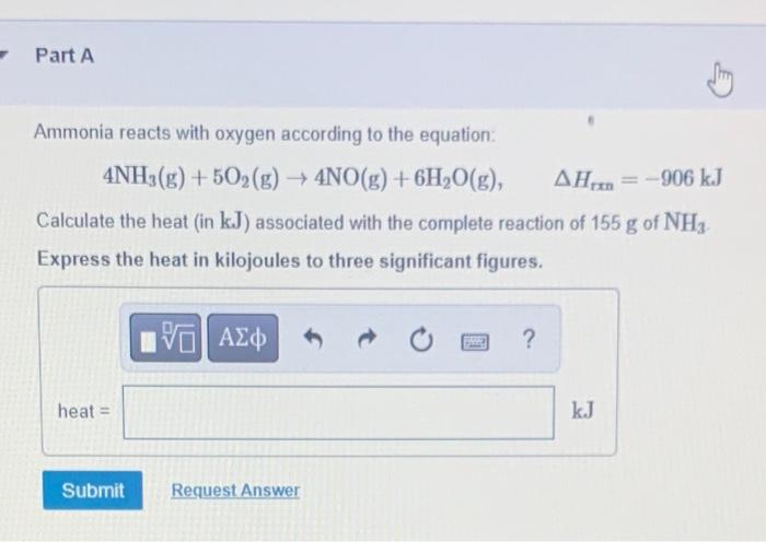 Solved Ammonia reacts with oxygen according to the equation: | Chegg.com