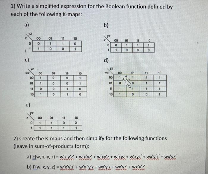 Solved 1) Write a simplified expression for the Boolean | Chegg.com