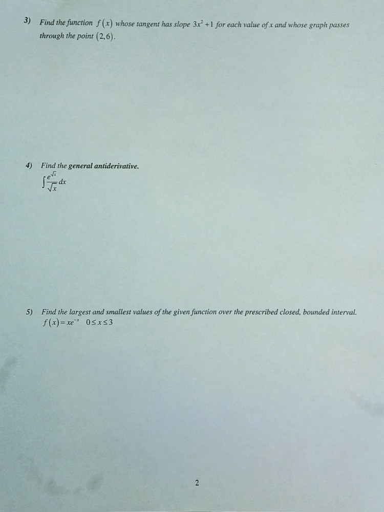 Solved 3) Find the function f(x) whose tangent has slope 3r? | Chegg.com