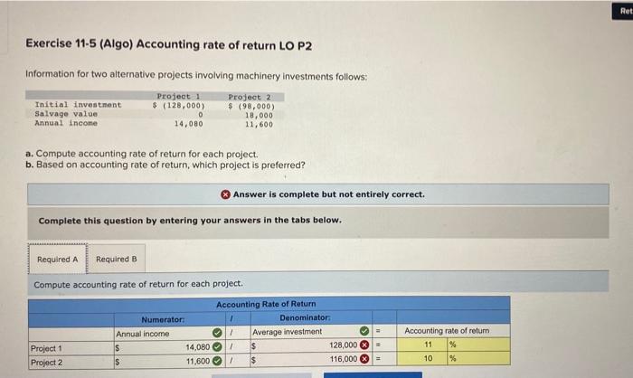 Solved Exercise 11-5 (Algo) Accounting rate of return LO P2 | Chegg.com Solved Exercise 11-5 (Algo) Accounting rate of return LO P2 | Chegg.com